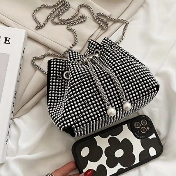 Zulily Outlet | Bags | Silverblack Shiny Handbag | Poshmark
